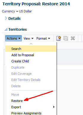 Restore Territory Management Structures - Edward's Oracle Blog